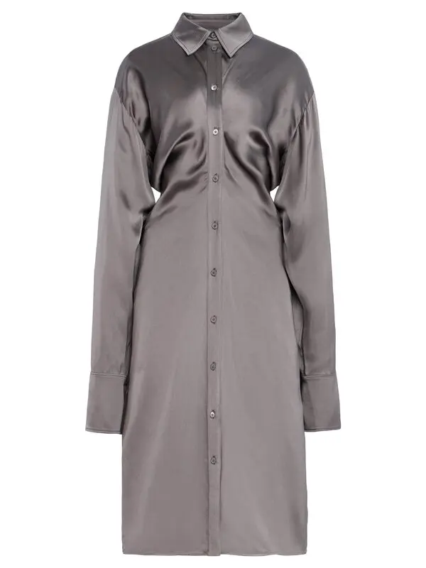 TOTEME Slouch Satin Midi Shirt Dress - Grey