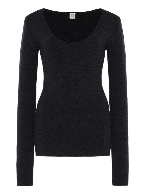 TOTEME Compact Knit Wool Top - Grey
