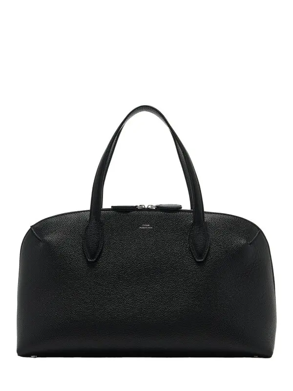 TOTEME Medium Grained Leather Lounge Zip Tote - Black