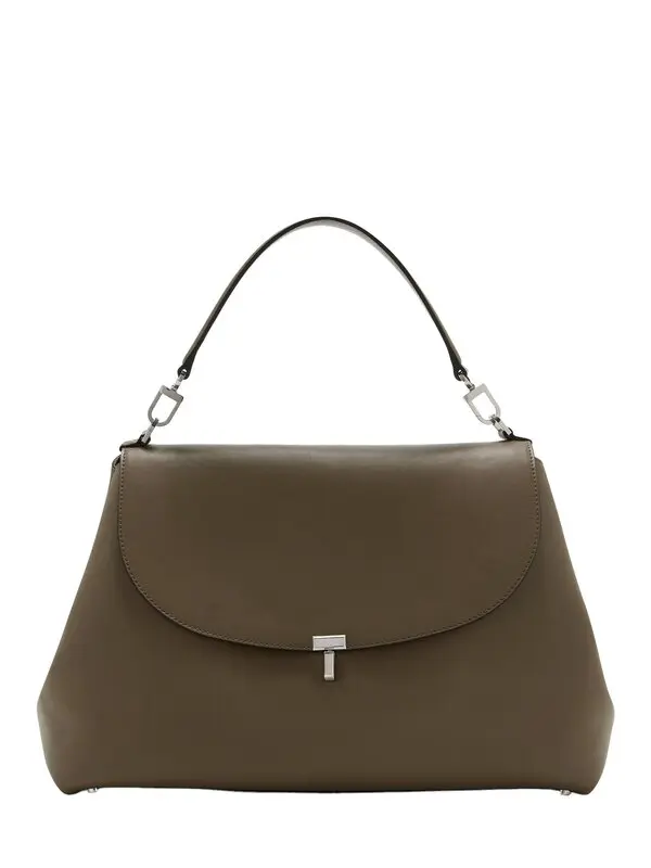 TOTEME T-lock Leather Satchel - Taupe