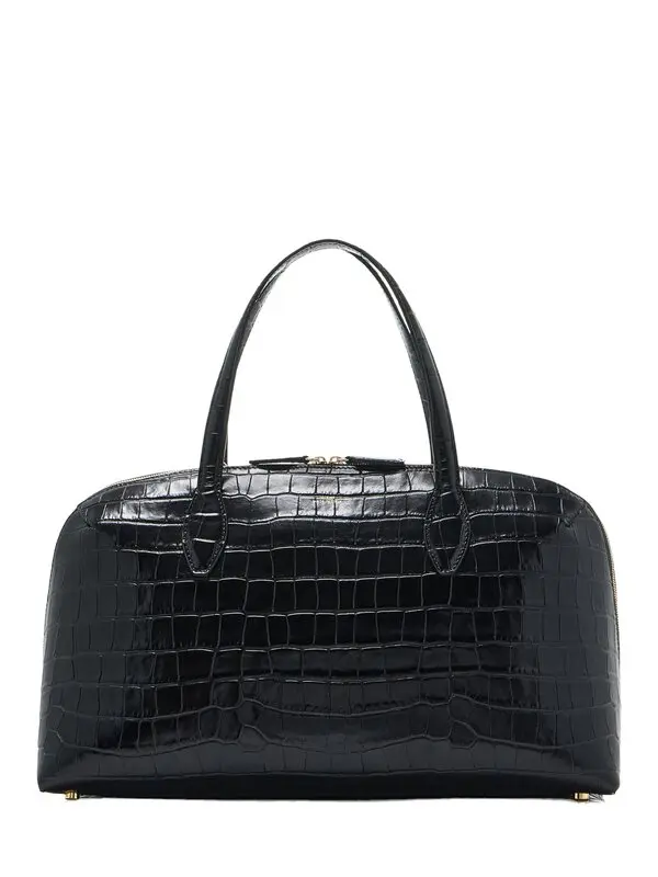TOTEME Lounge Medium Croc-embossed Leather Tote Bag - Black