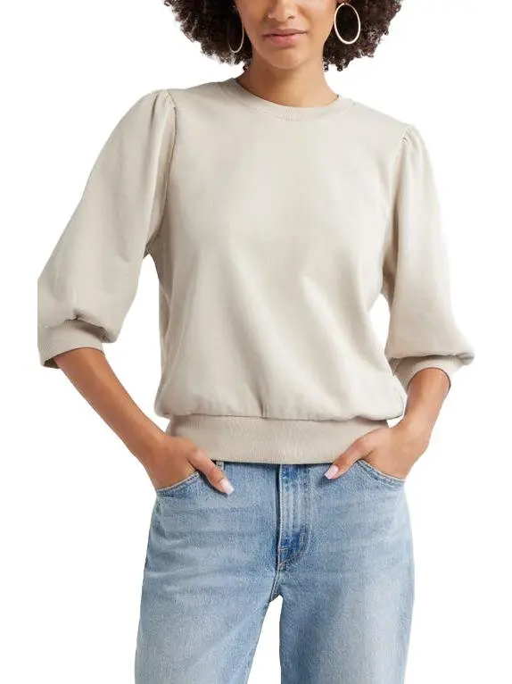 Treasure & Bond Puff Sleeve Crewneck Sweatshirt - Grey Chateau