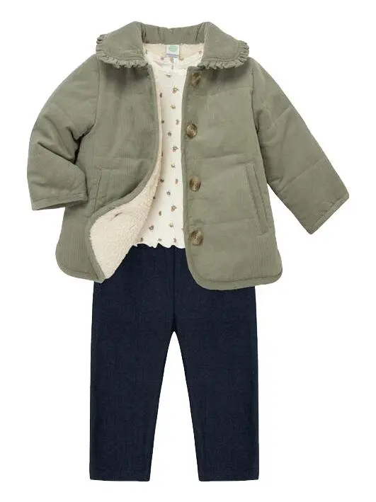 LITTLE ME Corduroy Jacket With Tee And Leggings - Green