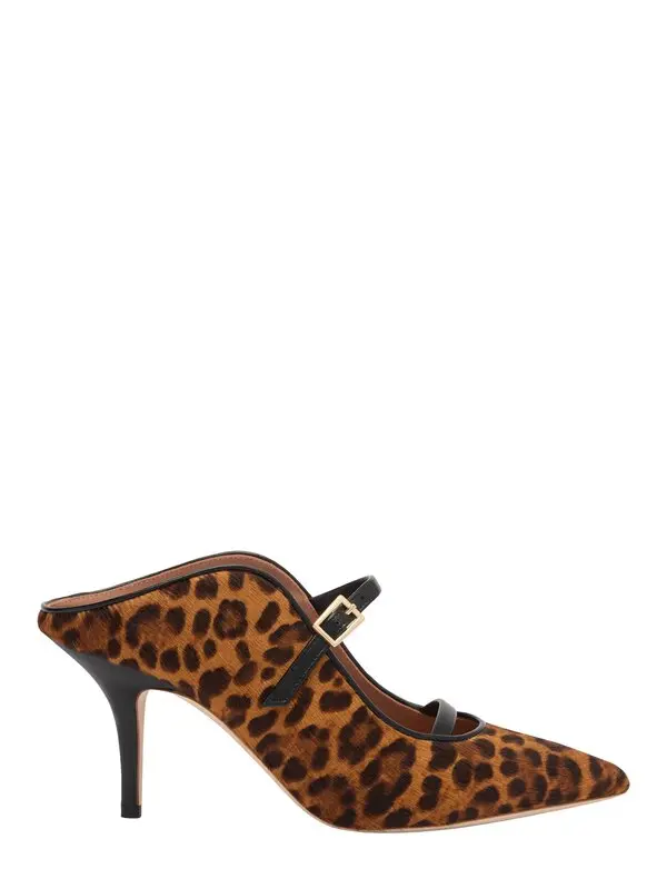 MALONE SOULIERS Leopard Calf Hair Gala Mules - Brown