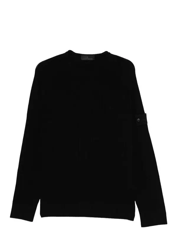 Stone Island Ribbed Crew-neck Wool Sweater - Black