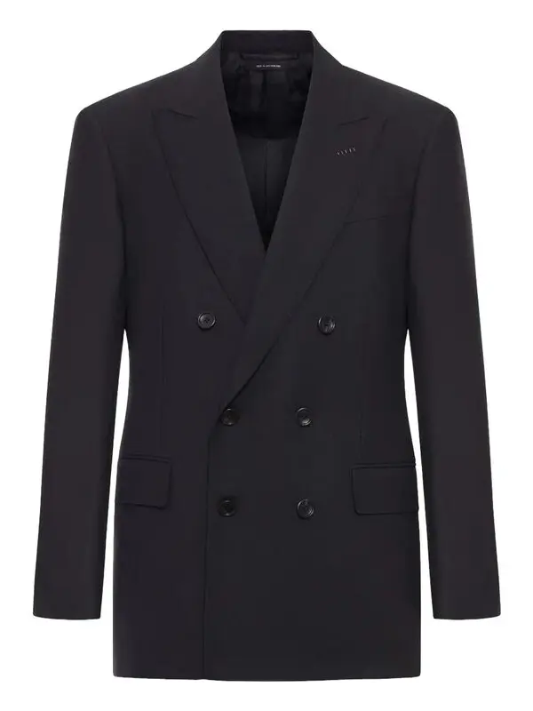 TOM FORD High Twist Double Breasted Wool Jacket - Black