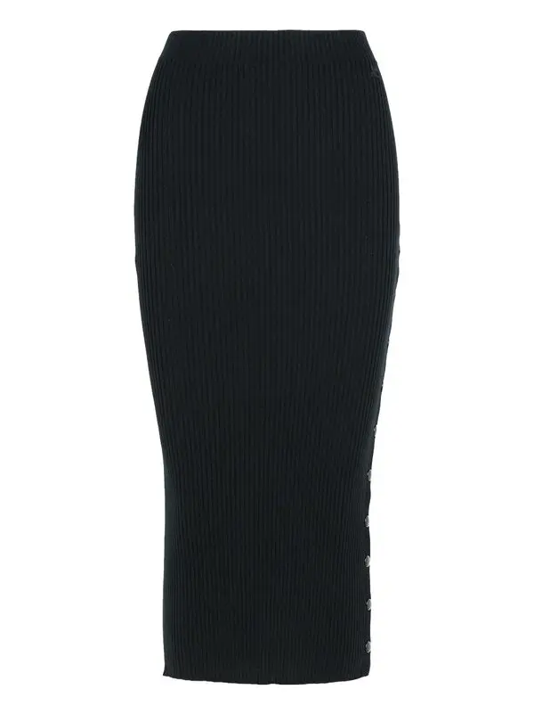 COURREGES Merino Wool Blend Ribbed Knit Skirt - Black