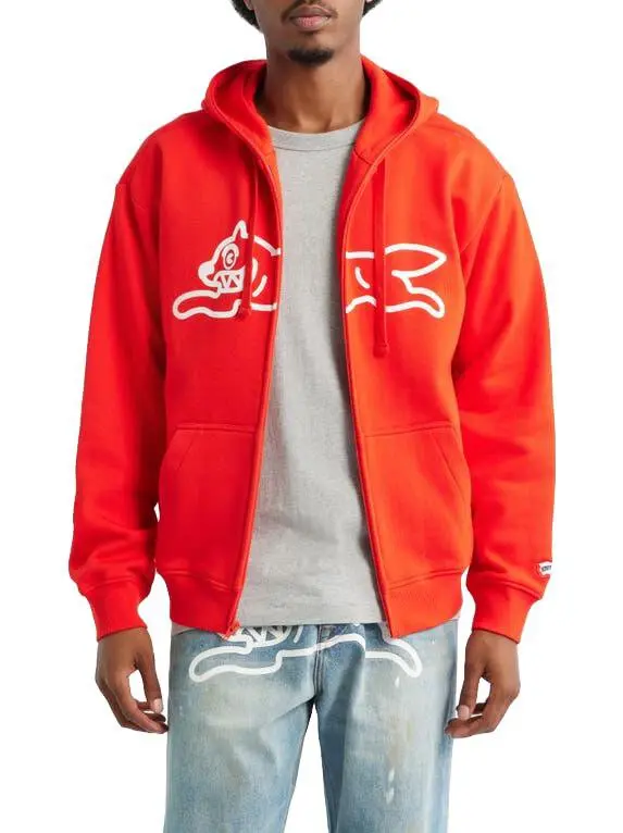 ICECREAM Scanner Graphic Zip Hoodie - Fiery Red