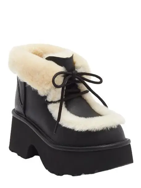 UGG Esmee Lace-up Boots With Genuine Shearling - Black