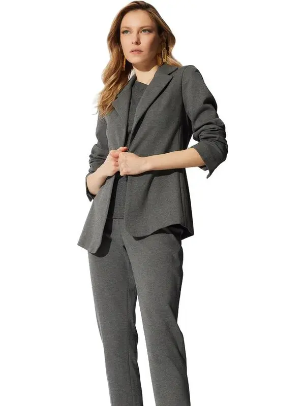 Natori Compact Knit Cardigan Blazer - Gray