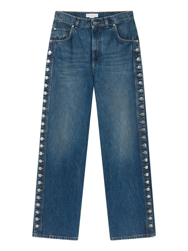 Stella McCartney Popper-studded Straight-leg Jeans - Dark Blue