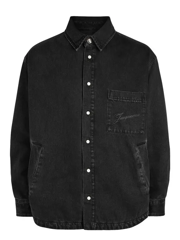 Jacquemus La Chemise Boulanger Quilted Denim Jacket - Black