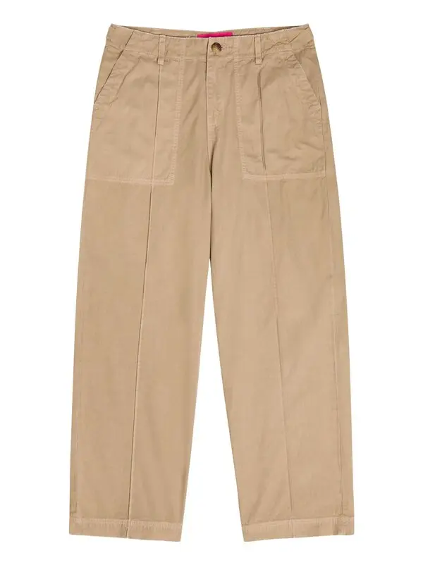 THE ELDER STATESMAN Surprise & Delight Embroidered Cotton-poplin Trousers - Khaki