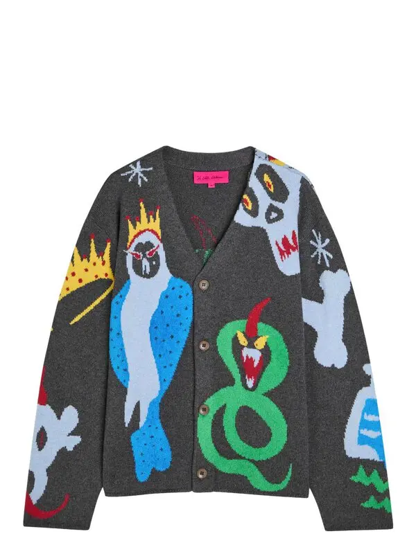 THE ELDER STATESMAN Mythical Creatures Intarsia Cashmere-blend Cardigan - Multicoloured 1