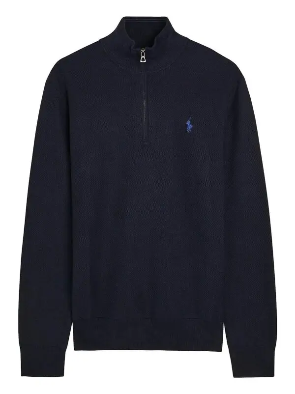 Polo Ralph Lauren Cotton-knit Half-zip Jumper - Navy