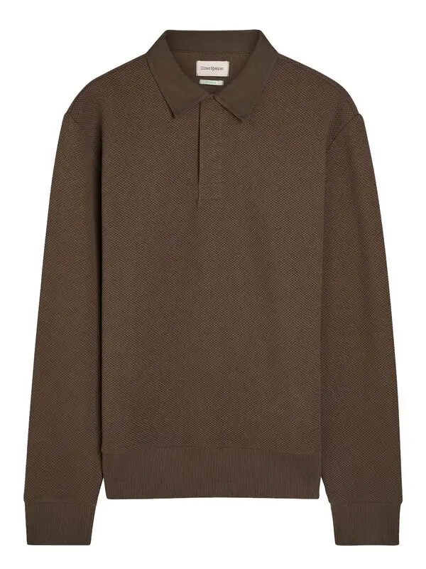 Oliver Peoples Amery Waffle-knit Polo Shirt - Brown