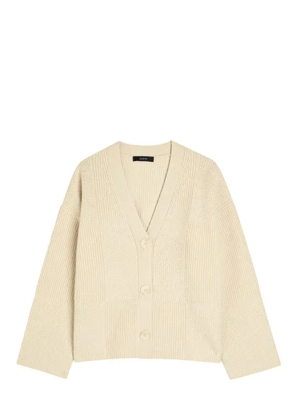 JOSEPH Ribbed Merino Wool Cardigan - Cream