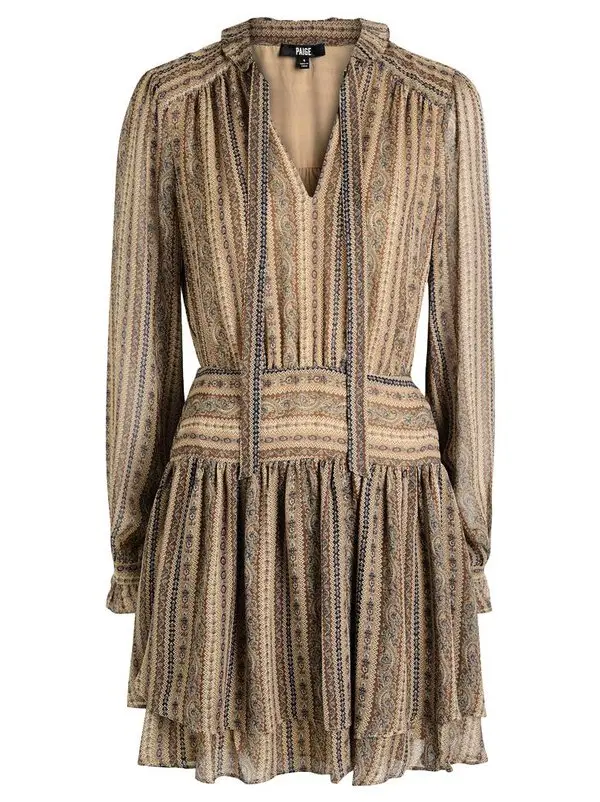 Paige Nantes Patterned Silk-chiffon Mini Dress - Brown