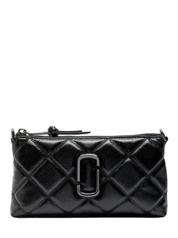 Marc Jacobs The Pochette Quilted Glossed Leather Bag - Black