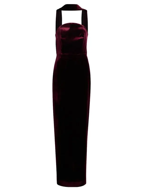 Roland Mouret Scarf-effect Velvet Gown - Burgundy