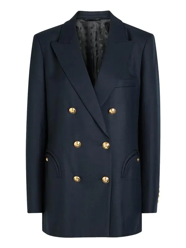 BLAZÉ MILANO Wool Double-breasted Blazer - Navy