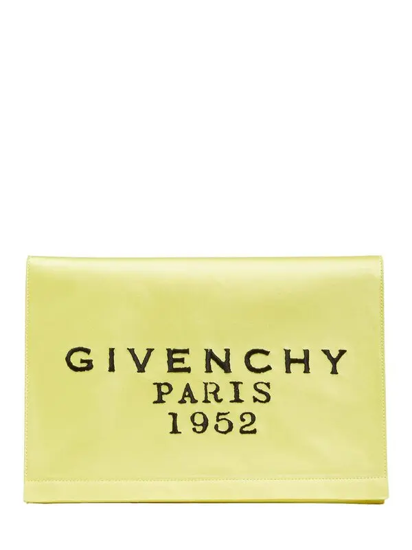 Givenchy Satin Pochette With Logo Embroidery - 001 Black