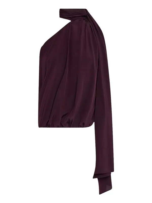 A.L.C. Celeste Draped Tie-neck Silk Top - Plum