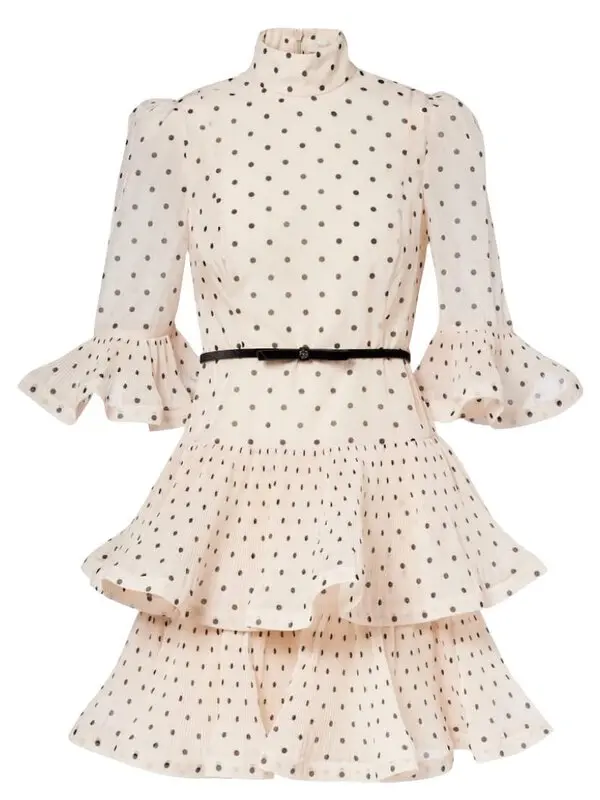 Zimmermann Polka-dot Ruffled Minidress - Beige