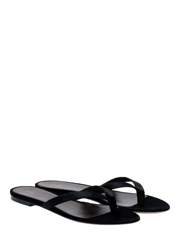 THE ROW Sacha Velvet Thong Sandals - Black