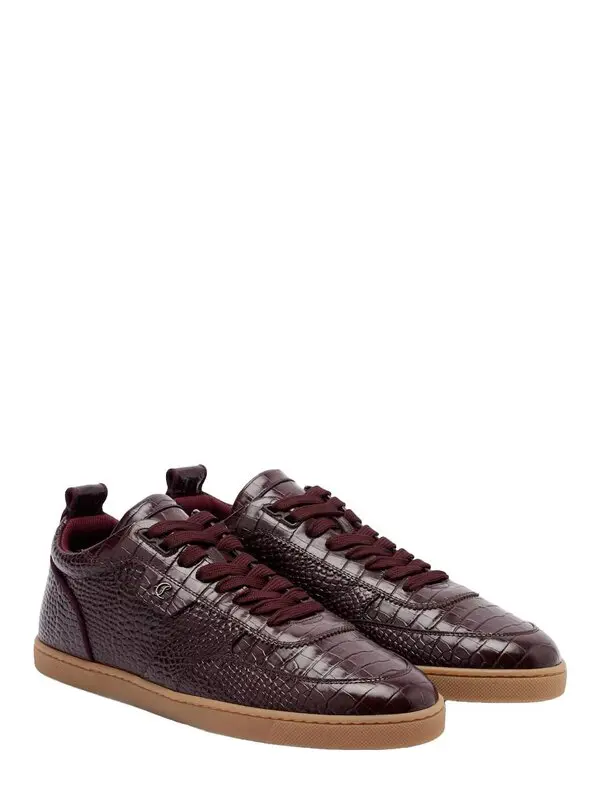 CHRISTIAN LOUBOUTIN Tutti Rui Croc-effect Leather Sneakers - Burgundy