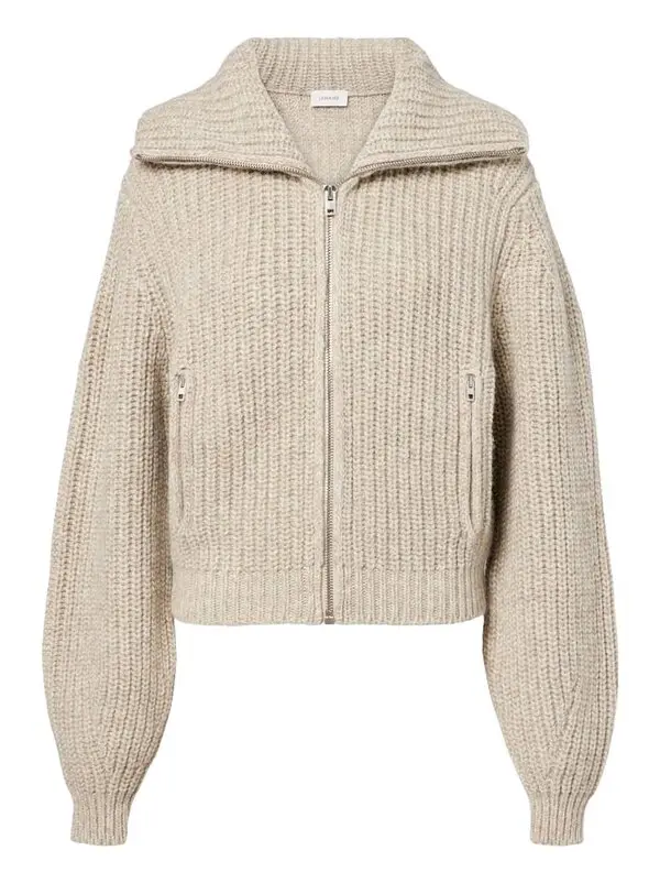 LEMAIRE Ribbed Alpaca And Yak Wool Cardigan - Beige