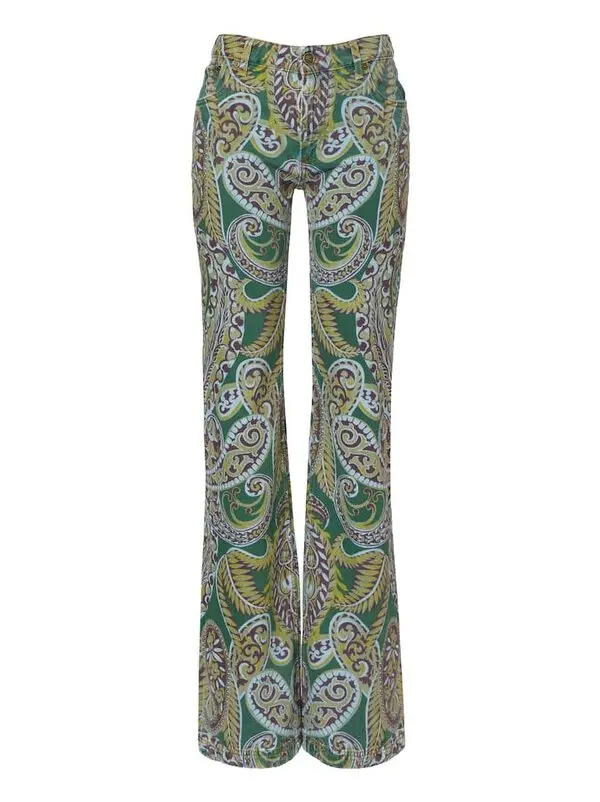 Etro Paisley High-rise Bootcut Jeans - Green