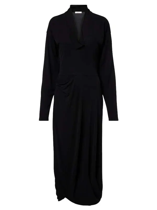 LEMAIRE Draped Crêpe Jersey Maxi Dress - Black