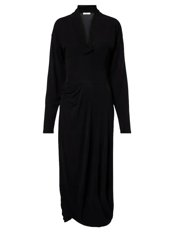 LEMAIRE Draped Crêpe Jersey Maxi Dress - Black