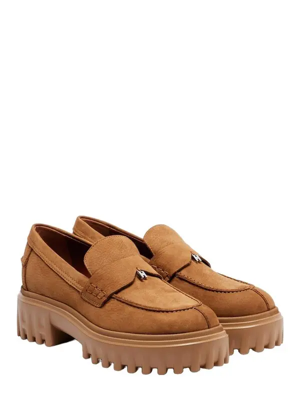 Hogan H700 Leather Platform Loafers - Brown