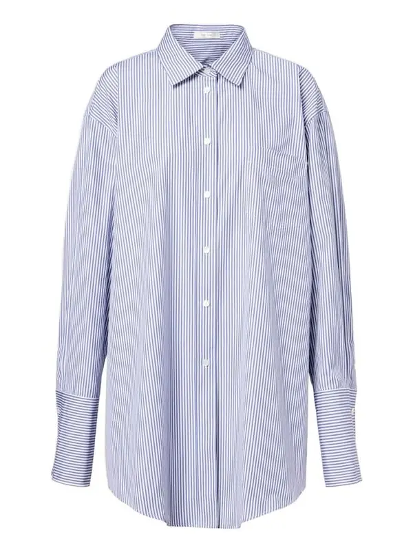 THE ROW Bengal Stripe Cotton Poplin Shirt - Blue