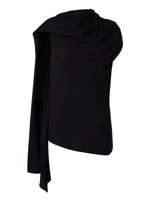 THE ROW Isadra Draped Jersey Top - Black