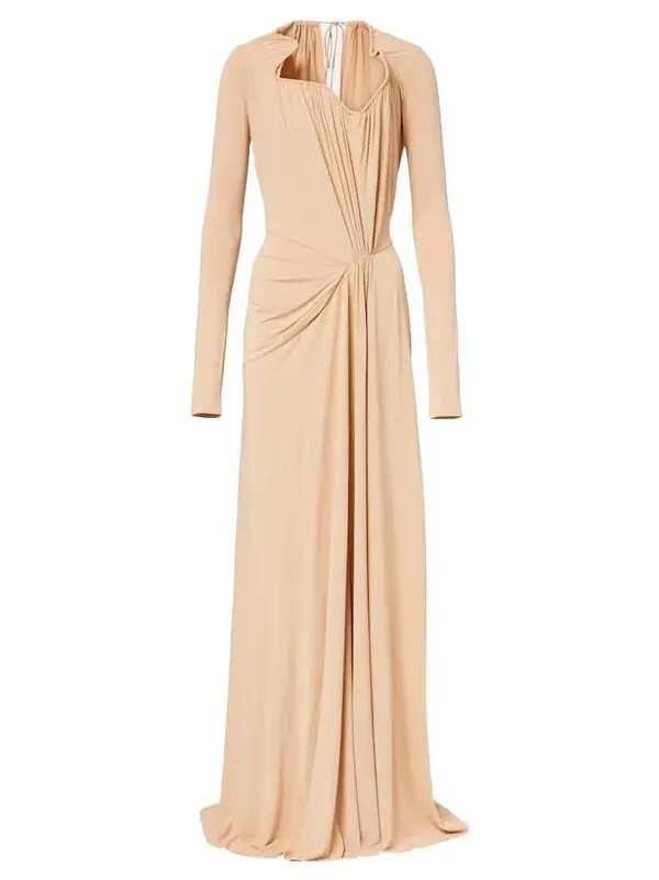Victoria Beckham Asymmetric Draped Gown - Beige