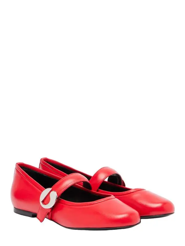 Coperni Leather Mary Jane Flats - Red