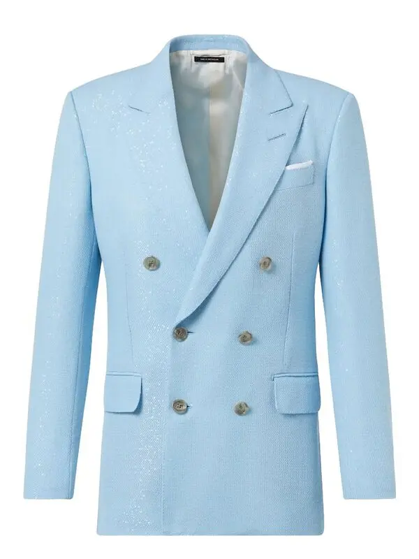 TOM FORD Sequined Wool-blend Suit Jacket - Blue