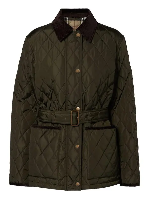Burberry Belted Quilted Jacket - Green