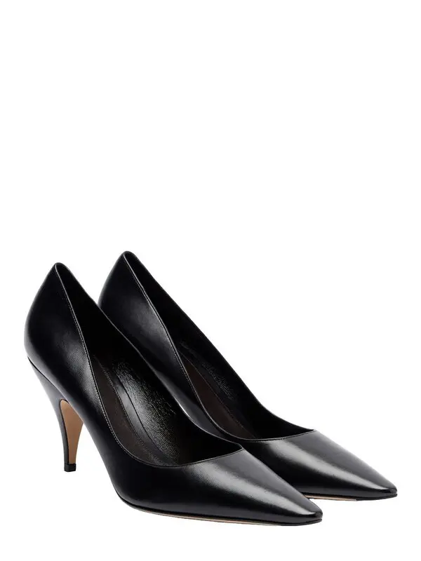 THE ROW Liisa Leather Pumps - Black
