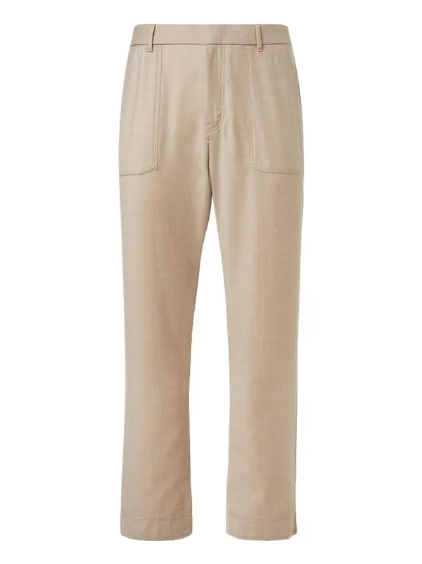 Brioni Wool Straight Leg Pants - Beige