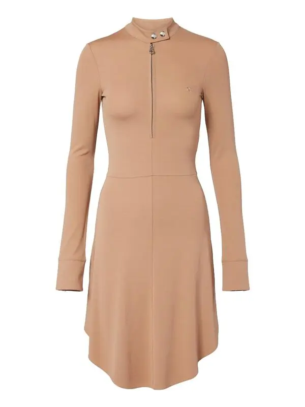 COURREGES Courrèges Biker Crêpe Jersey Minidress - Beige