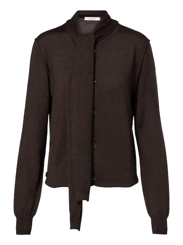 LEMAIRE Twisted Tie-detail Wool-blend Cardigan - Brown