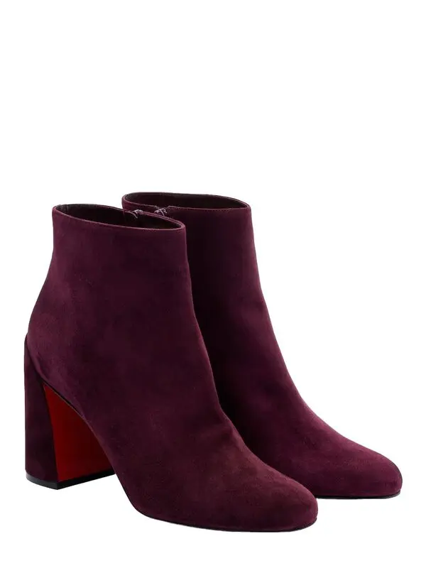 CHRISTIAN LOUBOUTIN Jane 85 Suede Ankle Boots - Burgundy