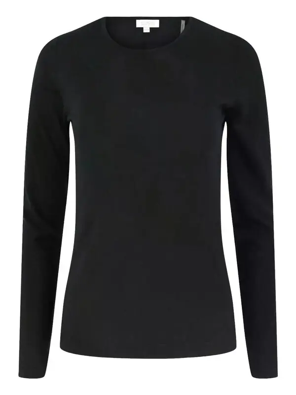 Kinross Cashmere Long-sleeve Crewneck Top - Black