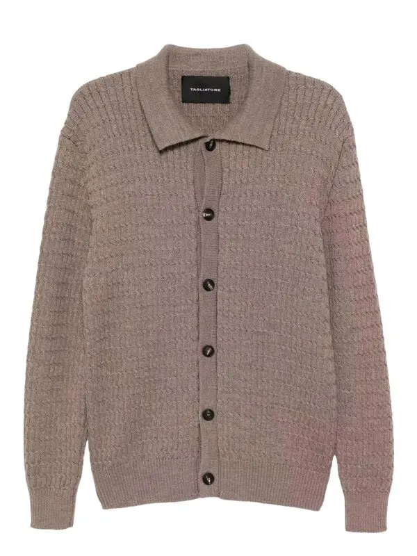 Tagliatore Textured Wool Cardigan - Brown