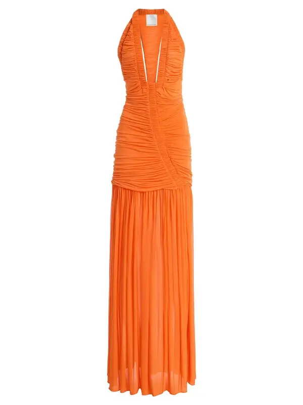 Christopher Esber Orion Ruched Jersey Gown - Orange
