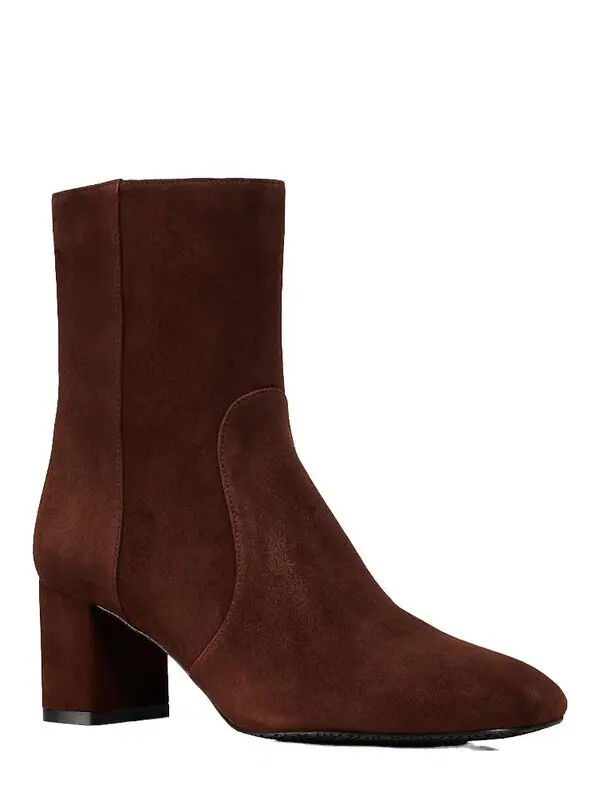 STUART WEITZMAN Miranda Zip Bootie 60 - Walnut Suede